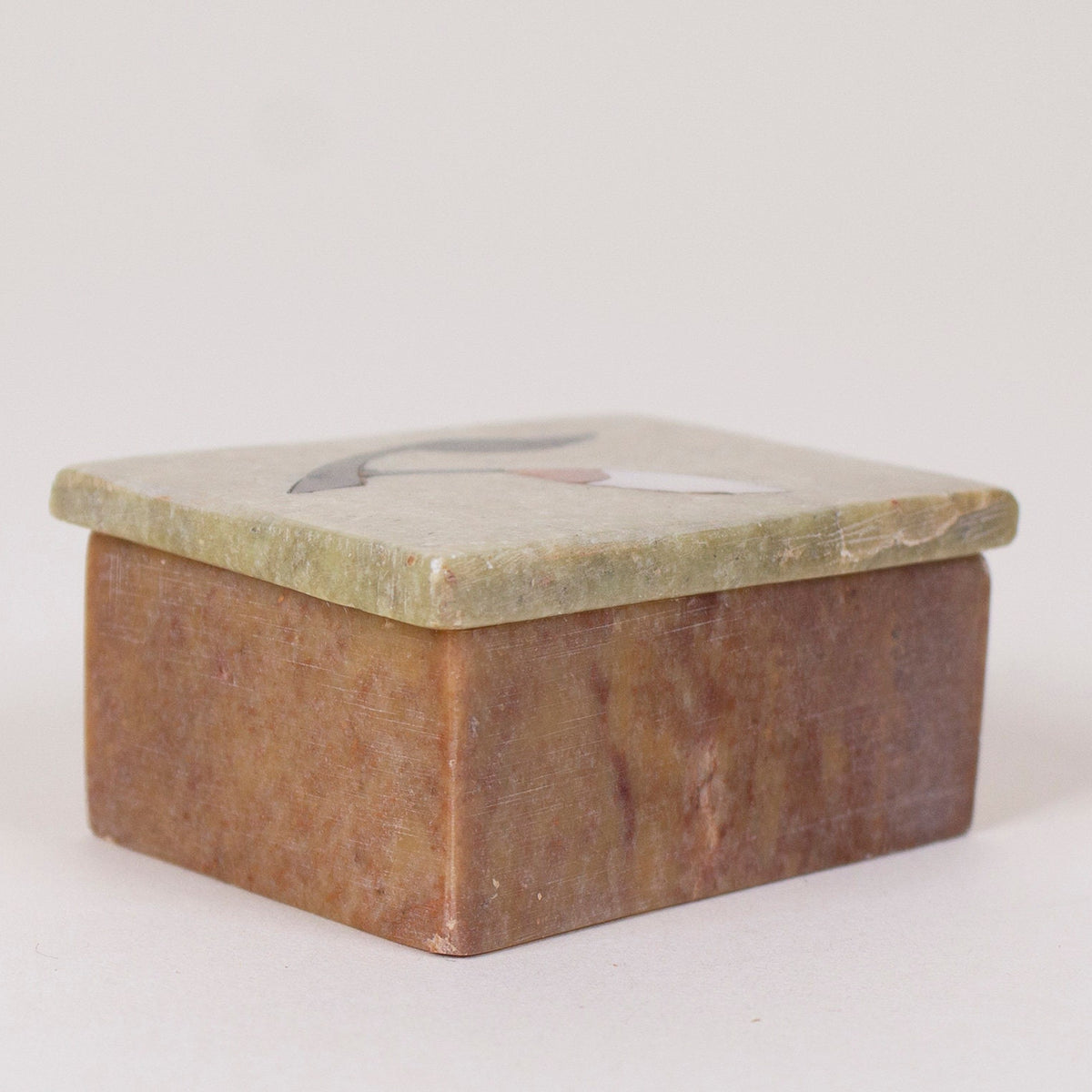 Soapstone Mother of Pearl Orange Floral Inlay Trinket Box – Pass the ...